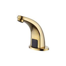 Qiedie - Einzelner antiker goldener Kupfer-Sensing-Wasserhahn, automatischer intelligenter Infrarot-Waschtisch-Wasserhahn, heißer und kalter