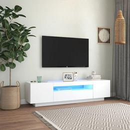 Bonnevie - TV-Lowboard TV-Schrank - Fernsehschrank mit LED-Leuchten Weiß 160x35x40 cm BV282140