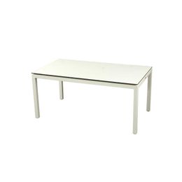Inko Gartentisch Aluminium weiß 160x90 cm Terrassentisch Tischplatte nach Wahl Teakholz recycelt