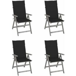 4er Set Gartenstühle Verstellbare Gartensessel - Balkonstühle mit Auflagen Massivholz Akazie BV742842 Bonnevie