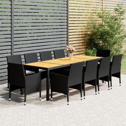 11-tlg. Gartenmöbel Set Sitzgruppe Garten mit Tisch und Stühlen - Poly Rattan Schwarz BV714666 Bonnevie
