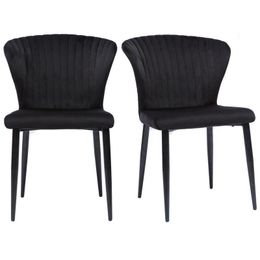 Miliboo - Design-Stühle aus schwarzem Samt (2er-Set) kayel - Schwarz