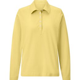 CR&Eacute;ATION L Damen Langarm-Poloshirt in reiner Baumwoll-Qualit&auml;t gelb Gr&ouml;&szlig;e 46