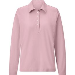 CR&Eacute;ATION L Damen Langarm-Poloshirt in reiner Baumwoll-Qualit&auml;t ros&eacute; Gr&ouml;&szlig;e 46