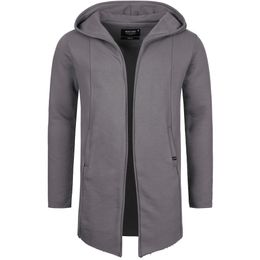 INDICODE Jeans Zip-Up Hoodie 'Brekstad' male Grey size XXXL
