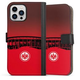 DeinDesign iPhone 13 Pro Max Handy Klapph&uuml;lle Handyh&uuml;lle aus Kunst Leder schwarz Flip Case Official Licensed Product Eintracht Frankfurt Stadium Sideflip mit 