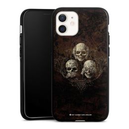 DeinDesign iPhone 12 mini Handy Silikon H&uuml;lle Case schwarz Handyh&uuml;lle Gothic Art Skulls