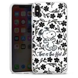 DeinDesign iPhone Xs Max Handy Silikon H&uuml;lle Case transparent Handyh&uuml;lle Peanuts Flowers Snoopy Silikon Case