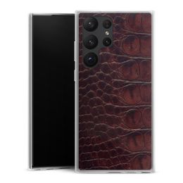 DeinDesign Galaxy S23 Ultra Handy Silikon H&uuml;lle Case transparent Handyh&uuml;lle Leather Crocodile Animal Print Silikon Case