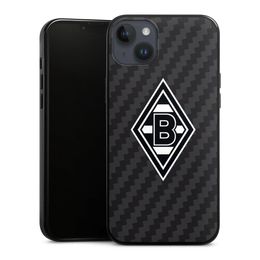 DeinDesign iPhone 14 Plus Handy Silikon H&uuml;lle Case schwarz Handyh&uuml;lle Borussia M&ouml;nchengladbach Carbon Gladbach
