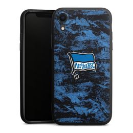DeinDesign iPhone Xr Handy Premium Silikon H&uuml;lle Handyh&uuml;lle schwarz Case Flag Hertha Bsc Logo Silikon Premium Case