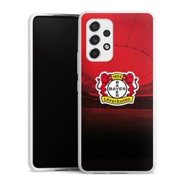 DeinDesign Galaxy A53 5G Handy Silikon H&uuml;lle Case wei&szlig; Handyh&uuml;lle Bayer 04 Leverkusen Official Licensed Product Stadium Silikon Case