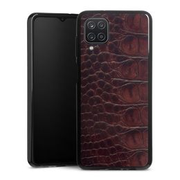 DeinDesign Galaxy A12 Handy Silikon H&uuml;lle Case schwarz Handyh&uuml;lle Animal Print Crocodile Leather