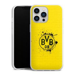 DeinDesign iPhone 13 Pro Handy Silikon H&uuml;lle Case wei&szlig; Handyh&uuml;lle Official Licensed Product Bvb Borussia Dortmund Silikon Case