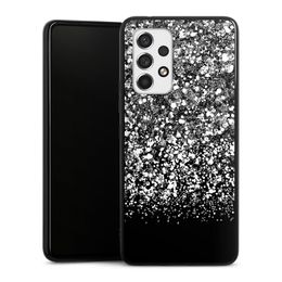 DeinDesign Galaxy A53 5G Handy Silikon H&uuml;lle Case schwarz Handyh&uuml;lle Glitzer Snowflake Muster