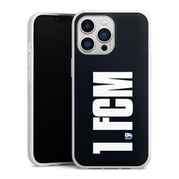 DeinDesign iPhone 13 Pro Handy Silikon H&uuml;lle Case wei&szlig; Handyh&uuml;lle 1. Fcm 1. Fc Magdeburg Official Licensed Product Silikon Case