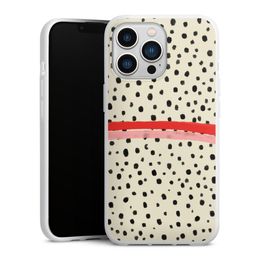 DeinDesign iPhone 13 Pro Handy Silikon H&uuml;lle Case wei&szlig; Handyh&uuml;lle Stripes Points Kunst Silikon Case