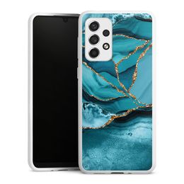 DeinDesign Galaxy A33 5G Handy Silikon H&uuml;lle Case wei&szlig; Handyh&uuml;lle Glitzer Marble Gemstone Silikon Case