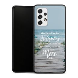 DeinDesign Galaxy A53 5G Handy Silikon H&uuml;lle Case schwarz Handyh&uuml;lle Statement Beach Spruch