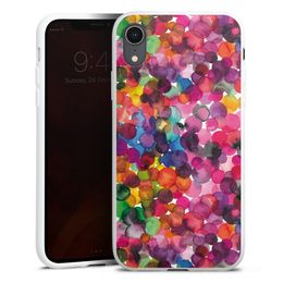 DeinDesign iPhone Xr Handy Silikon H&uuml;lle Case wei&szlig; Handyh&uuml;lle Water Colour Colourful Points Silikon Case