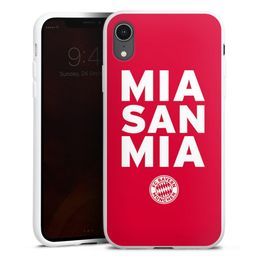 DeinDesign iPhone Xr Handy Silikon H&uuml;lle Case wei&szlig; Handyh&uuml;lle Fcb Mia San Mia Fc Bayern M&uuml;nchen Silikon Case