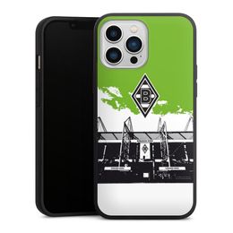 DeinDesign iPhone 13 Pro Max Handy Premium Silikon H&uuml;lle Handyh&uuml;lle schwarz Case Merchandise Borussia M&ouml;nchengladbach Stadium Silikon Premium Case