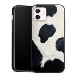 DeinDesign iPhone 12 Handy Premium Silikon H&uuml;lle Handyh&uuml;lle schwarz Case Animal Look Animal Print Cow Skin Silikon Premium Case
