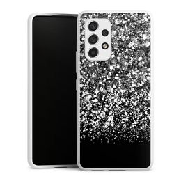 DeinDesign Galaxy A53 5G Handy Silikon H&uuml;lle Case wei&szlig; Handyh&uuml;lle Glitzer Snowflake Muster Silikon Case