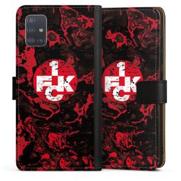 DeinDesign Galaxy A51 Handy Klapph&uuml;lle Handyh&uuml;lle aus Kunst Leder schwarz Flip Case 1. Fc Kaiserslautern 1. Fck Logo Sideflip mit Lasche