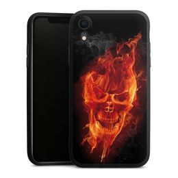 DeinDesign iPhone Xr Handy Premium Silikon H&uuml;lle Handyh&uuml;lle schwarz Case Totenkopf Skull Fire Silikon Premium Case