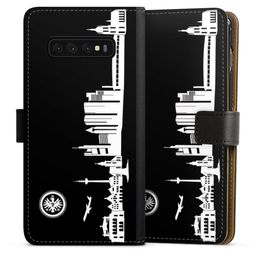 DeinDesign Galaxy S10 Plus Handy Klapph&uuml;lle Handyh&uuml;lle aus Kunst Leder schwarz Flip Case Eintracht Frankfurt Sge Skyline Sideflip mit Lasche