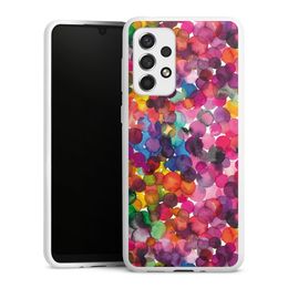 DeinDesign Galaxy A33 5G Handy Silikon H&uuml;lle Case wei&szlig; Handyh&uuml;lle Water Colour Colourful Points Silikon Case