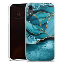 DeinDesign iPhone Xr Handy Silikon H&uuml;lle Case wei&szlig; Handyh&uuml;lle Marble Gemstone Glitzer Silikon Case