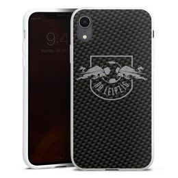 DeinDesign iPhone Xr Handy Silikon H&uuml;lle Case wei&szlig; Handyh&uuml;lle Rb Leipzig Carbon Metallic Look Silikon Case