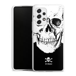DeinDesign Galaxy A53 5G Handy Silikon H&uuml;lle Case wei&szlig; Handyh&uuml;lle Totenkopf Official Licensed Product Fc St. Pauli Silikon Case