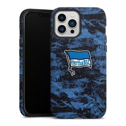 DeinDesign iPhone 13 Pro Max Handy Panzer Handyh&uuml;lle robuste Outdoor H&uuml;lle Schutzh&uuml;lle matt Flag Hertha Bsc Logo Tough Case