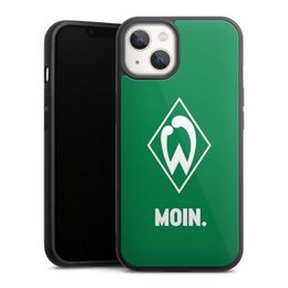 DeinDesign iPhone 13 Handy Gallery Case Handyh&uuml;lle 9H Geh&auml;rtetes Glas R&uuml;ckseite H&uuml;lle Moin Official Licensed Product Sv Werder Bremen Gallery Case