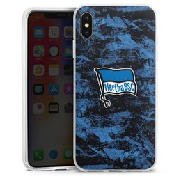 DeinDesign iPhone Xs Max Handy Silikon H&uuml;lle Case transparent Handyh&uuml;lle Flag Hertha Bsc Logo Silikon Case