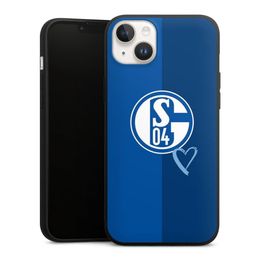 DeinDesign iPhone 14 Handy Premium Silikon H&uuml;lle Handyh&uuml;lle schwarz Case Heart Schalke 04 Fc Schalke 04 Silikon Premium Case