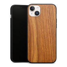 DeinDesign iPhone 14 Handy Premium Silikon H&uuml;lle Handyh&uuml;lle schwarz Case Larch Wood Wooden Look Silikon Premium Case