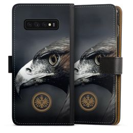 DeinDesign Galaxy S10 Plus Handy Klapph&uuml;lle Handyh&uuml;lle aus Kunst Leder schwarz Flip Case Eintracht Frankfurt Eagle Official Licensed Product Sideflip mit Lasche