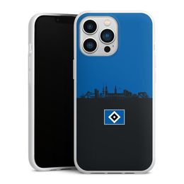 DeinDesign iPhone 13 Pro Handy Silikon H&uuml;lle Case wei&szlig; Handyh&uuml;lle Hsv Skyline Hamburg Silikon Case