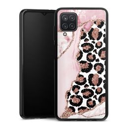 DeinDesign Galaxy A12 Handy Silikon H&uuml;lle Case schwarz Handyh&uuml;lle Glitzer Marble Leopard