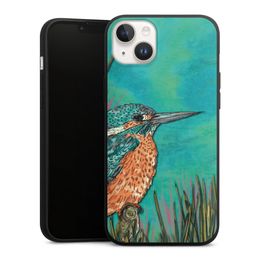 DeinDesign iPhone 14 Handy Premium Silikon H&uuml;lle Handyh&uuml;lle schwarz Case Painting Bird Animals Silikon Premium Case