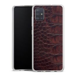 DeinDesign Galaxy A51 Handy Silikon H&uuml;lle Case transparent Handyh&uuml;lle Leather Crocodile Animal Print Silikon Case
