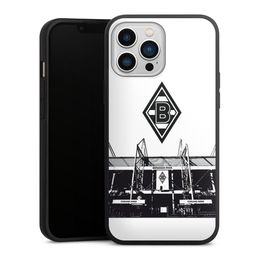 DeinDesign iPhone 13 Pro Max Handy Premium Silikon H&uuml;lle Handyh&uuml;lle schwarz Case Stadium Die Fohlen Borussia M&ouml;nchengladbach Silikon Premium Case