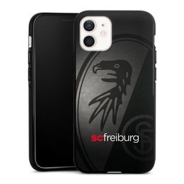 DeinDesign iPhone 12 Handy Silikon H&uuml;lle Case schwarz Handyh&uuml;lle Sc Freiburg Official Licensed Product Metallic Look