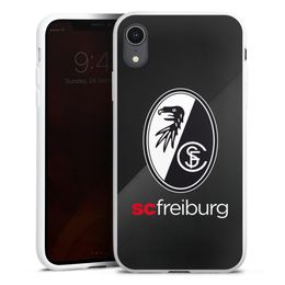 DeinDesign iPhone Xr Handy Silikon H&uuml;lle Case wei&szlig; Handyh&uuml;lle Sc Freiburg Lettering Logo Silikon Case