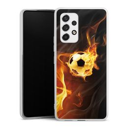 DeinDesign Galaxy A53 5G Handy Silikon H&uuml;lle Case transparent Handyh&uuml;lle Ball Fire Soccer Silikon Case