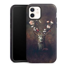 DeinDesign iPhone 12 mini Handy Panzer Handyh&uuml;lle robuste Outdoor H&uuml;lle Schutzh&uuml;lle gl&auml;nzend Reindeer Flowers Rehe Tough Case